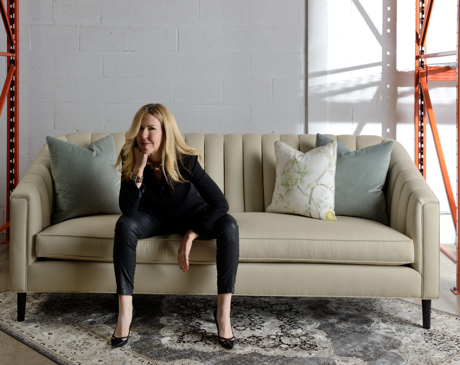 Jane on Glam sofa - Jane Lockhart Interior Design Blog